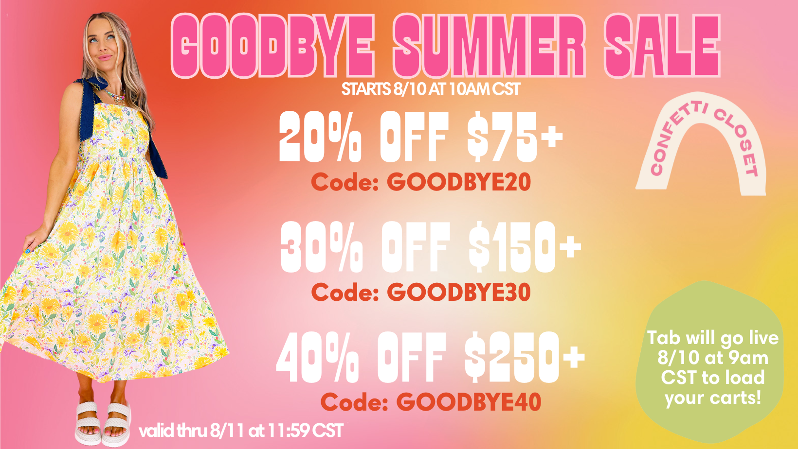 2025 GOODBYE SUMMER SALE – Shop Confetti Closet